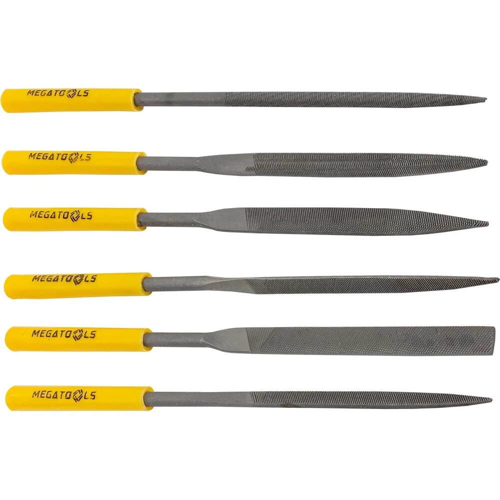 Набор разнопрофильных надфилей MEGATOOLS 140мм, 6 предметов, для металлообработки