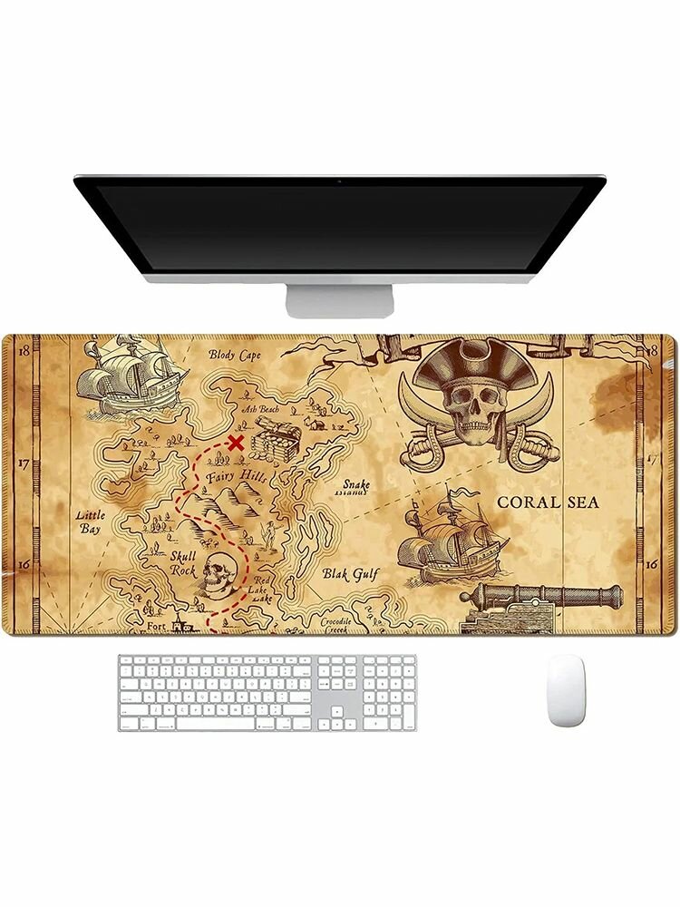 Map Крупномасштабная игровая ретро-карта, настольная клавиатура, коврик для мыши, размер 40x90xxl