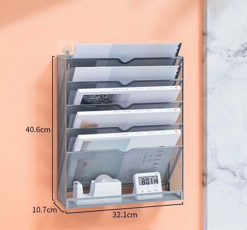 Стеллаж "Для хранения файлов", подвесной, белый, 32 см x 10 см x 40 см