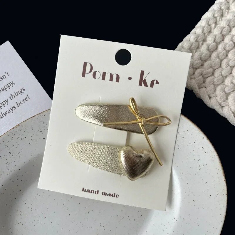 Золотые заколки для волос с бантом для девочек 10