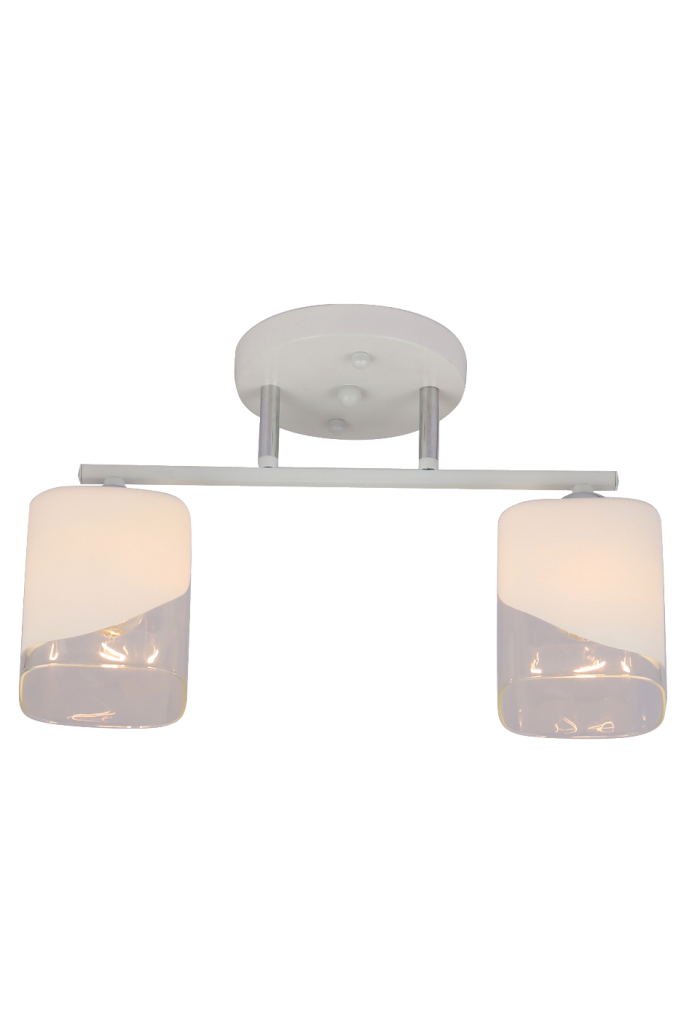 Люстра Престиж потолочная белая+хром с белыми матовыми плафонами на 2 лампы E27