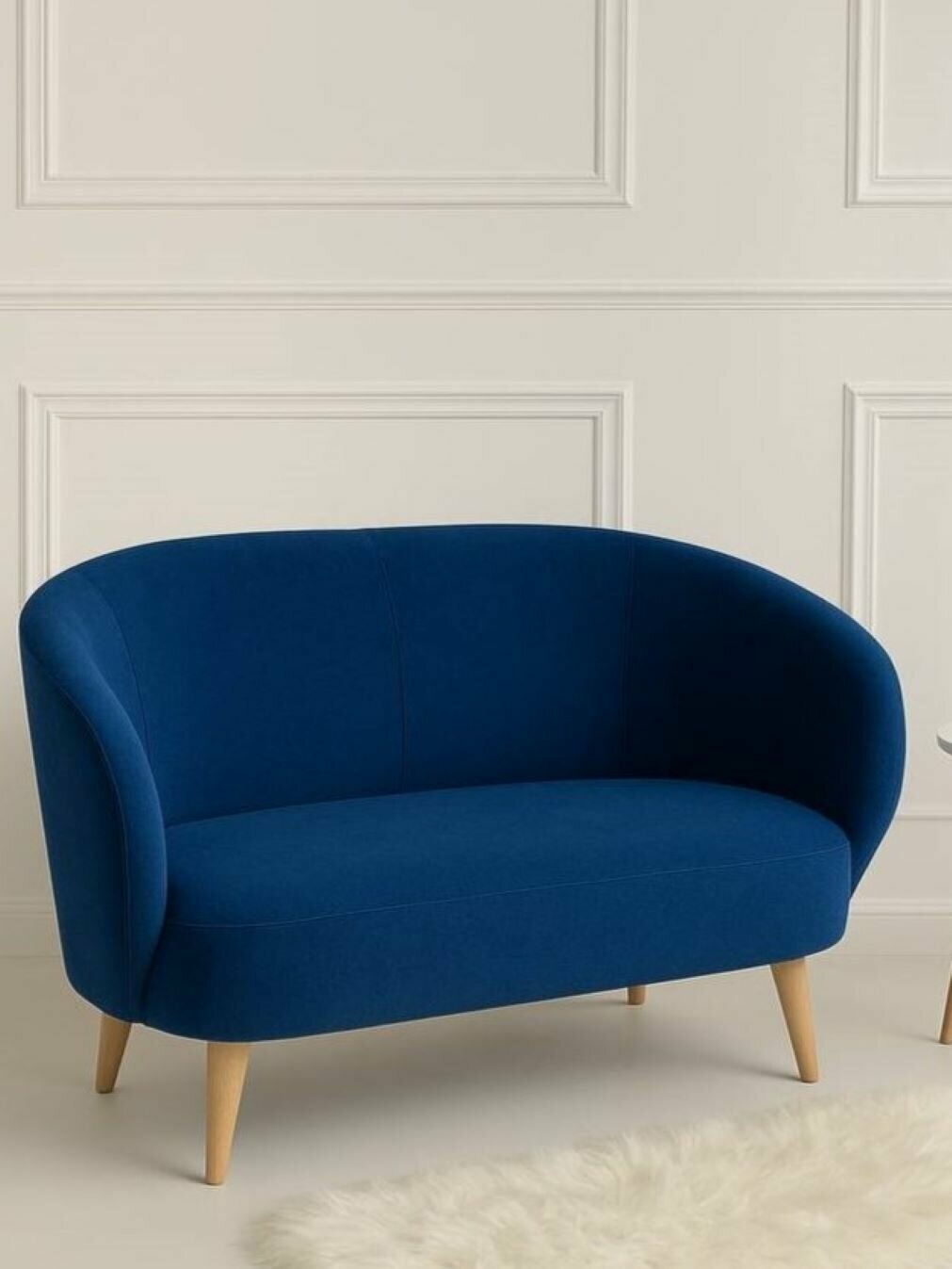 Диван прямой Мод на ножках с подлокотниками велюр Zara Indigo 26, 130х74х65