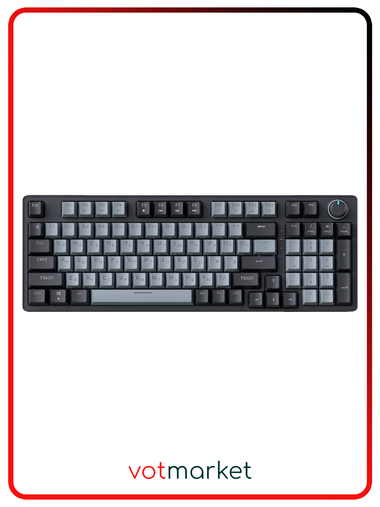 Клавиатура игровая проводная VOROTEX K980 LIGHT Red Swtch (Cерый/тёмно-серый)