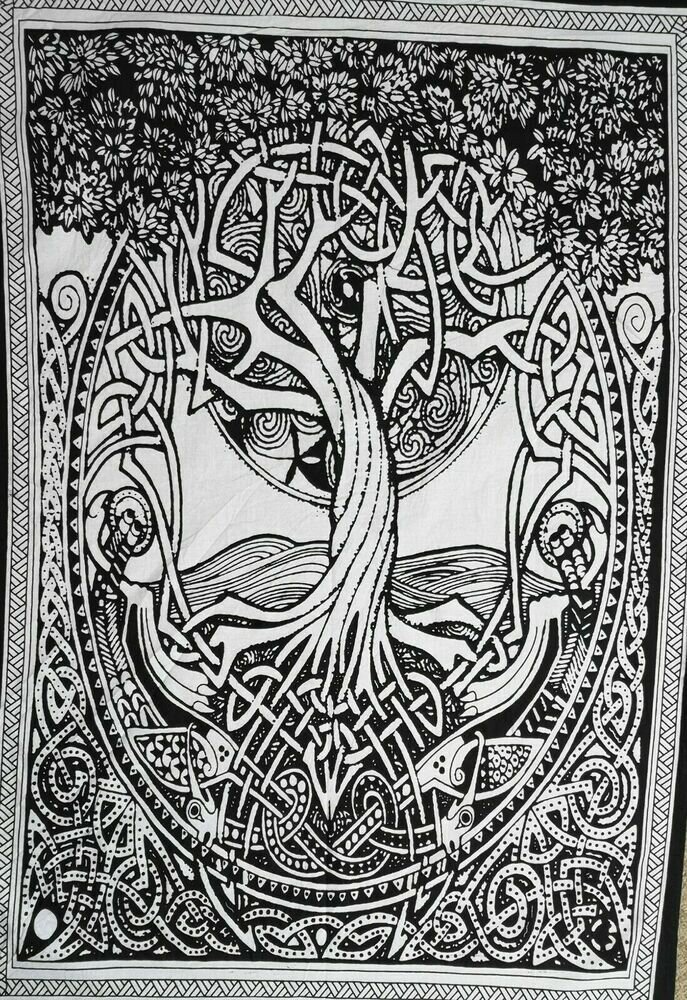 Гобелен кельтское дерево белое