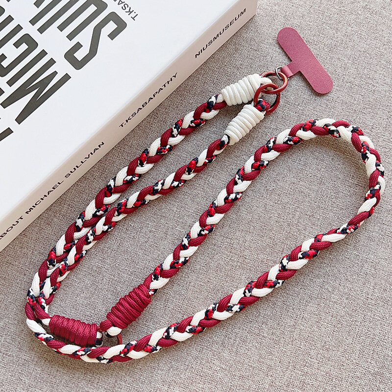 Шнурок для телефона SGSYCS, плетеный, через плечо, анти-потерянный, белый винно-красный