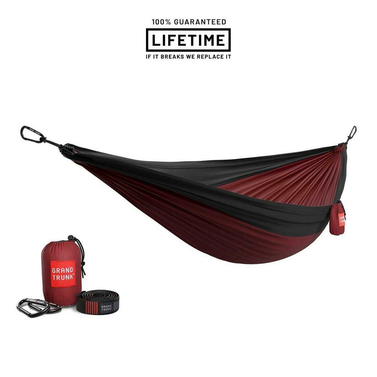 Decathlon Гамак Grand Trunk Double Deluxe Parachute Nylon + Straps, 320x200 см, 790 г, нагрузка 180 кг, красный
