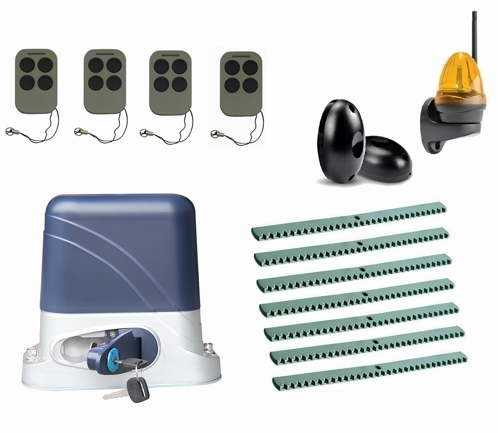 Автоматика для откатных ворот KSL-800 FULL-K7-Т4, комплект: привод, 4 пульта, фотоэлементы, лампа, 7 реек