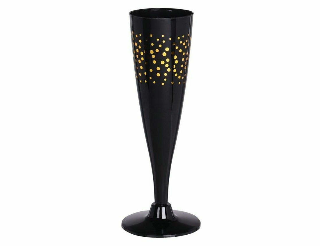 Набор пластиковых бокалов для шампанского, чёрный, 150 мл, Koopman International