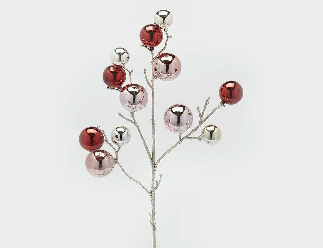 Декоративная ветка с шарами, розовый, 53 см, EDG