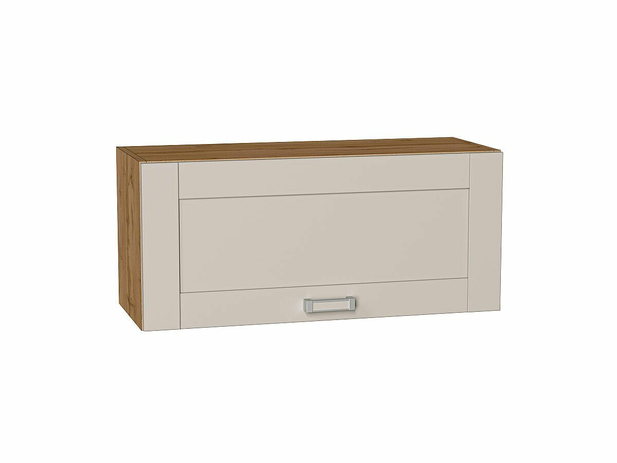 Шкаф верхний горизонтальный Лофт, цвет фасада Cream Silk, цвет каркаса Дуб Вотан, 358*800*320 мм