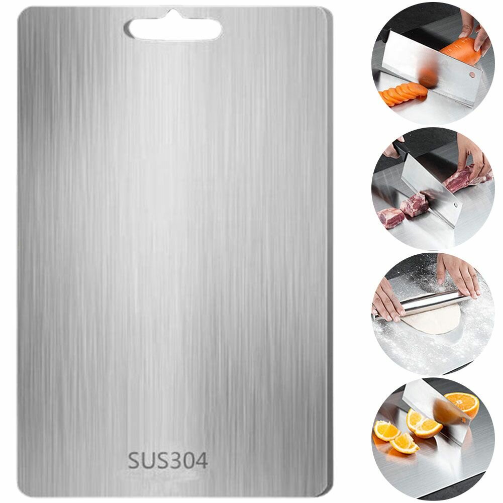 Двухсторонняя разделочная доска из нержавеющей стали для мяса и овощей, утолщенная, гигиеничная и прочная, безопасная и удобная в использовании