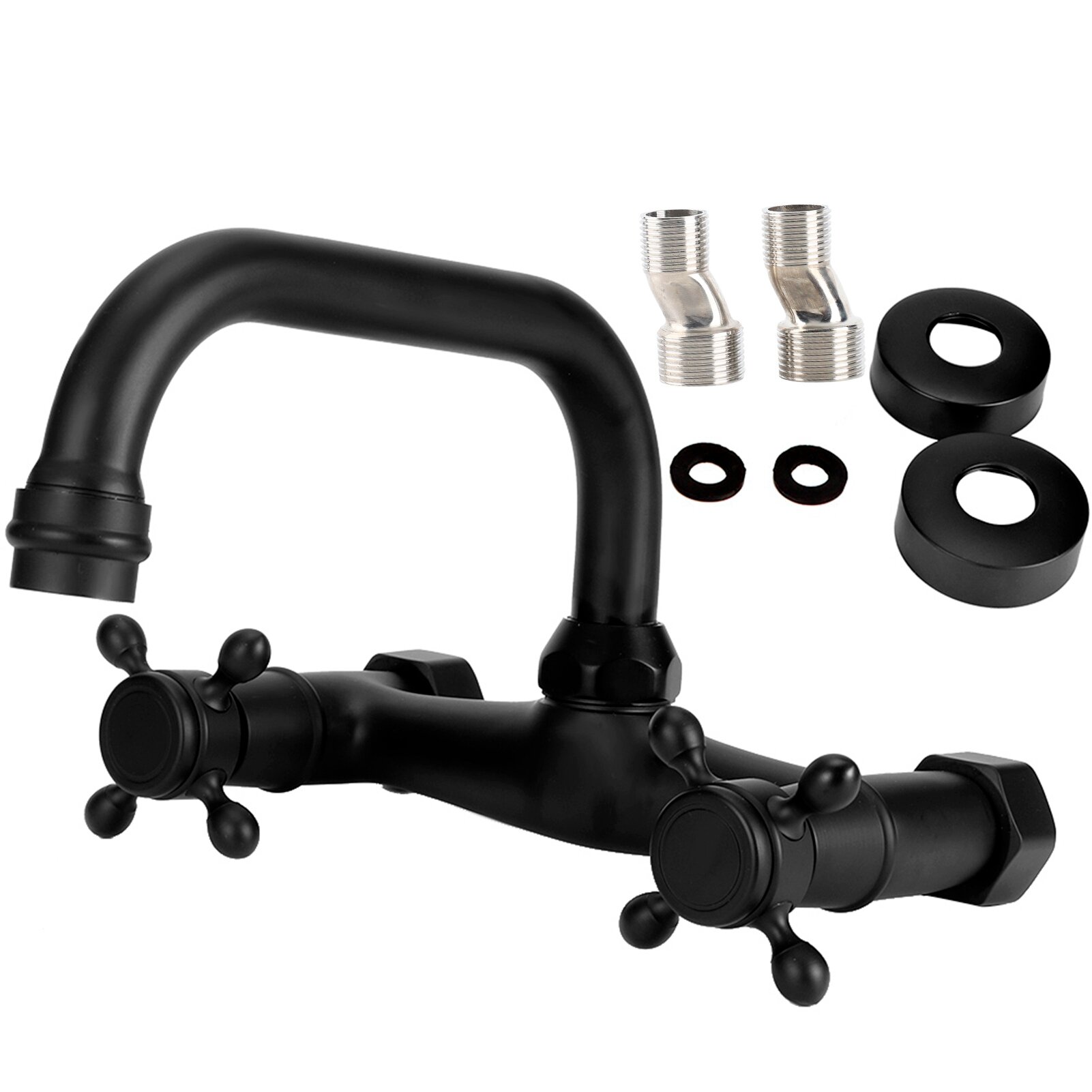 Медный настенный смеситель для ванной комнаты с двумя ручками, смеситель для ванны с горячей и холодной водой (тип FiveWay)