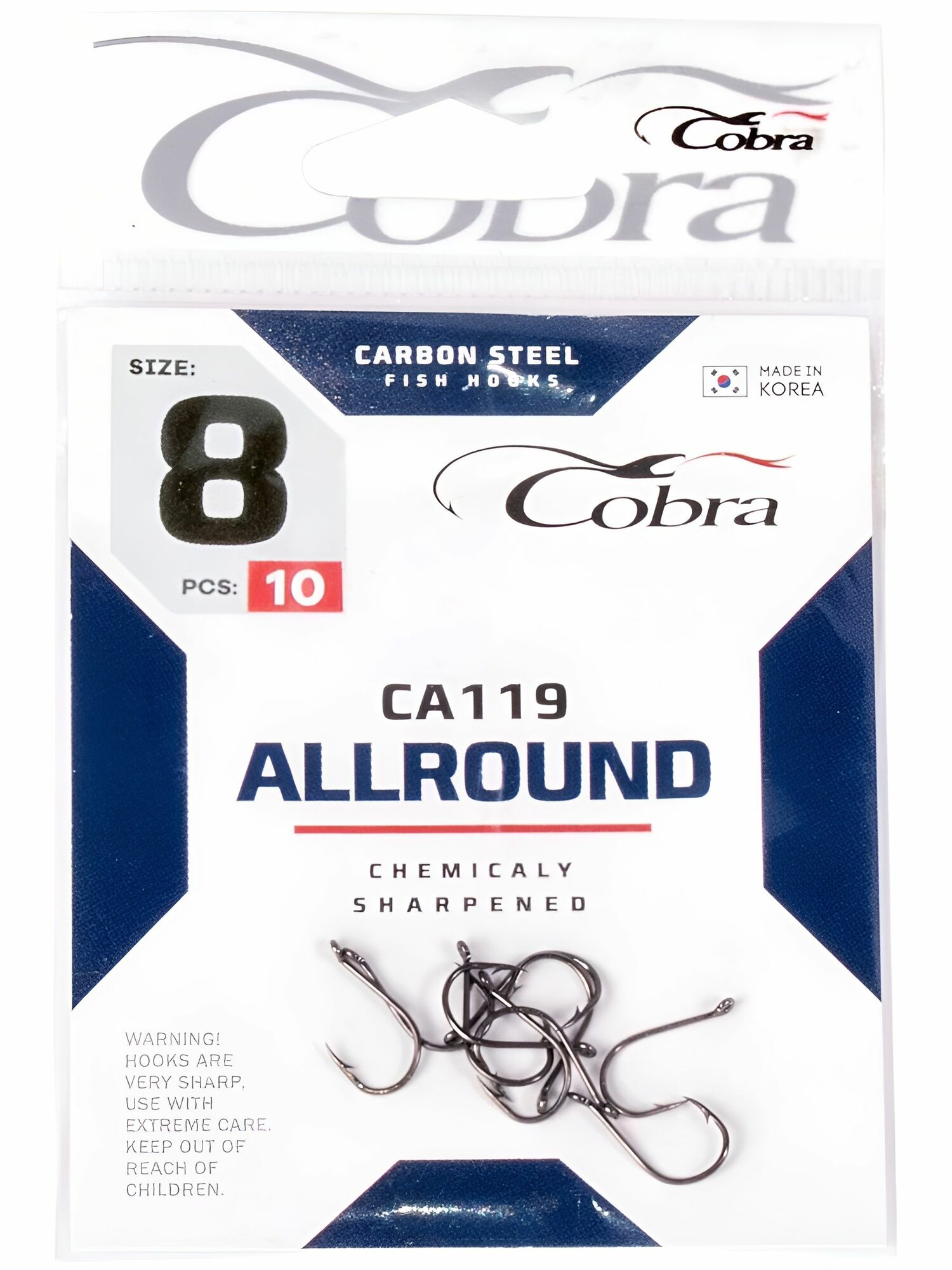 Крючки Cobra Allround HINNU CA119, разм. 8, одинарные , 10шт.