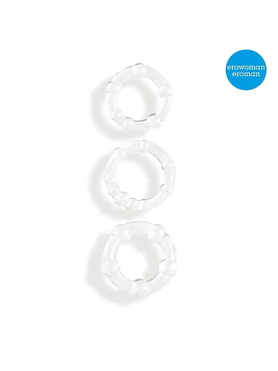 Набор эрекционных колец Bior Toys, прозрачный, с шариками, 3 шт.