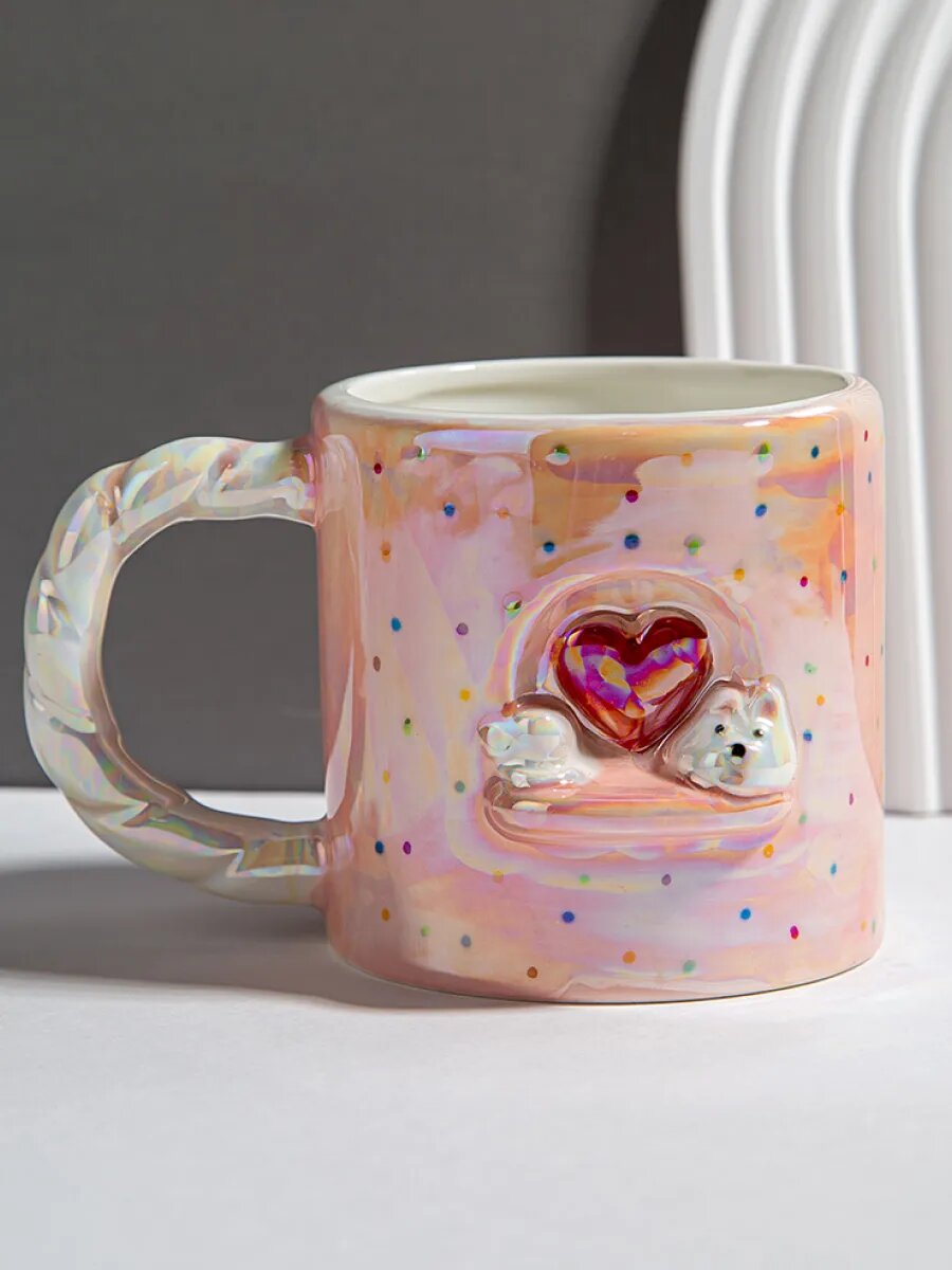 Кружка DB HOMME "Pinterest", с сердечком, керамика, фигурная, с декором, 300 мл