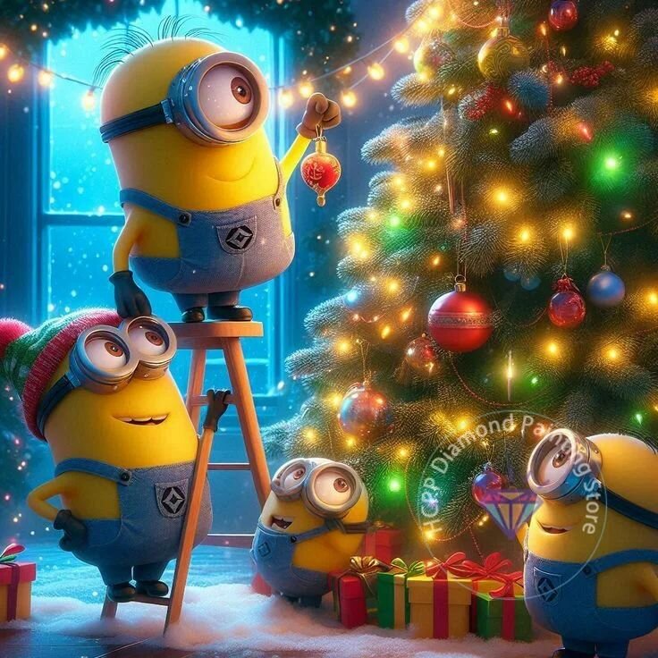 Алмазная картина "Миньоны" алмазная огранка 40х40 см,40X50CM, белый