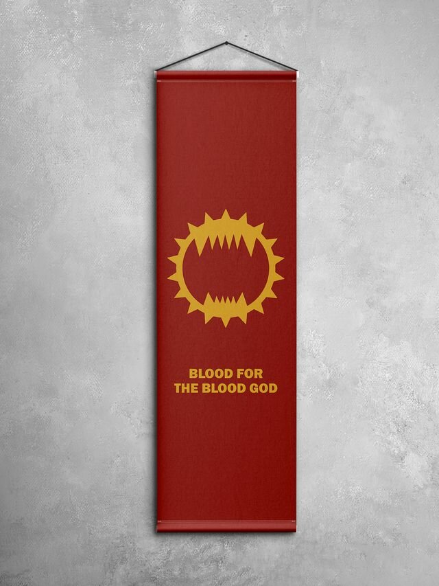 Двухсторонний вертикальный штандарт флаг Пожиратели миров Вархаммер Warhammer 40000 150х50 см на блэкауте