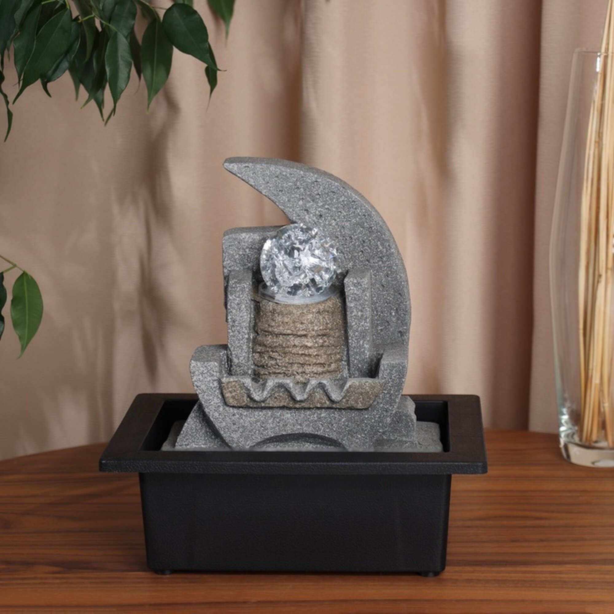 Фонтан Сима-ленд «Куртэн», настольный, с подсветкой, серый, 23х23 см