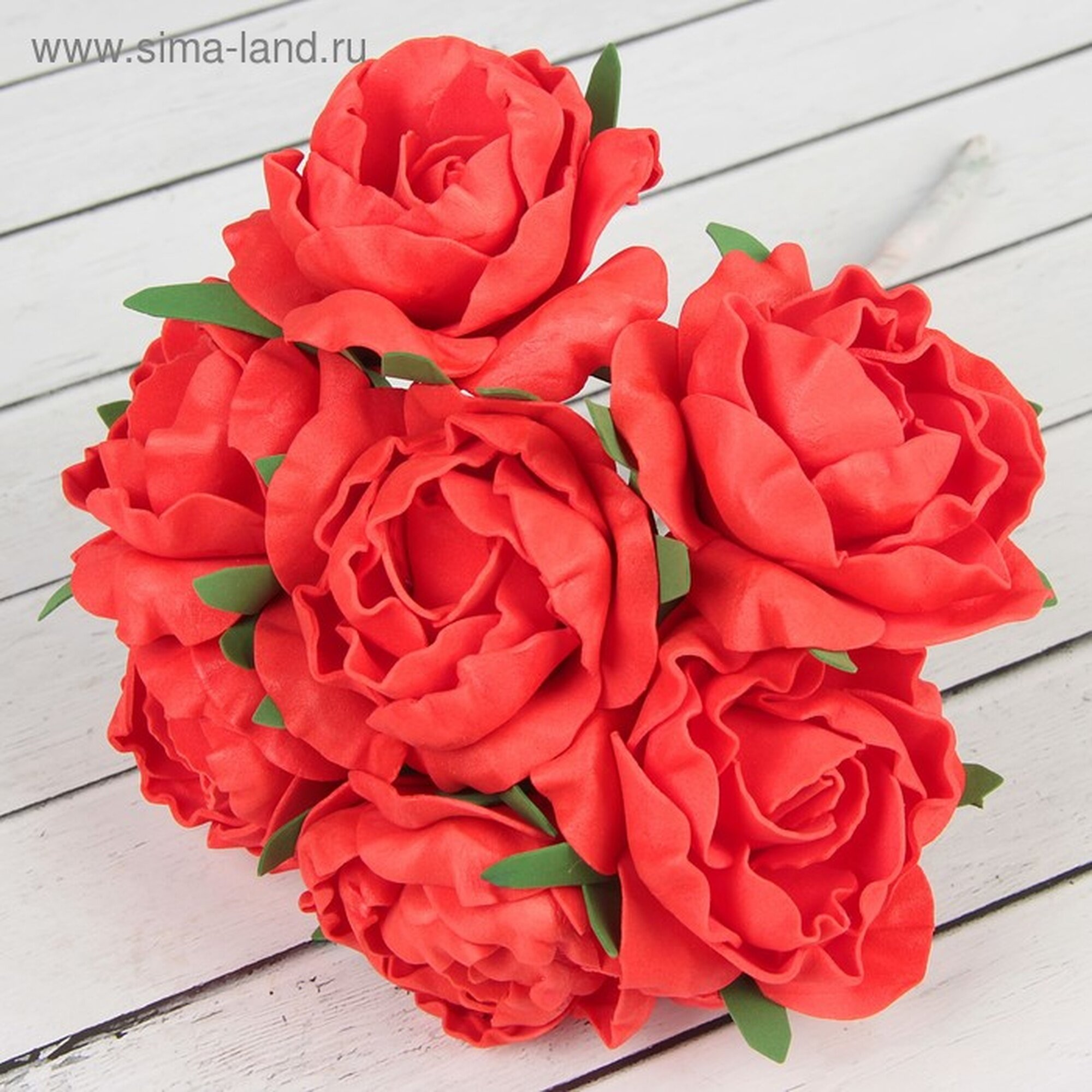 Букет-дублер Сима-ленд "Объёмный цветок", 7 цветов, красный, пластик, металл, EVA