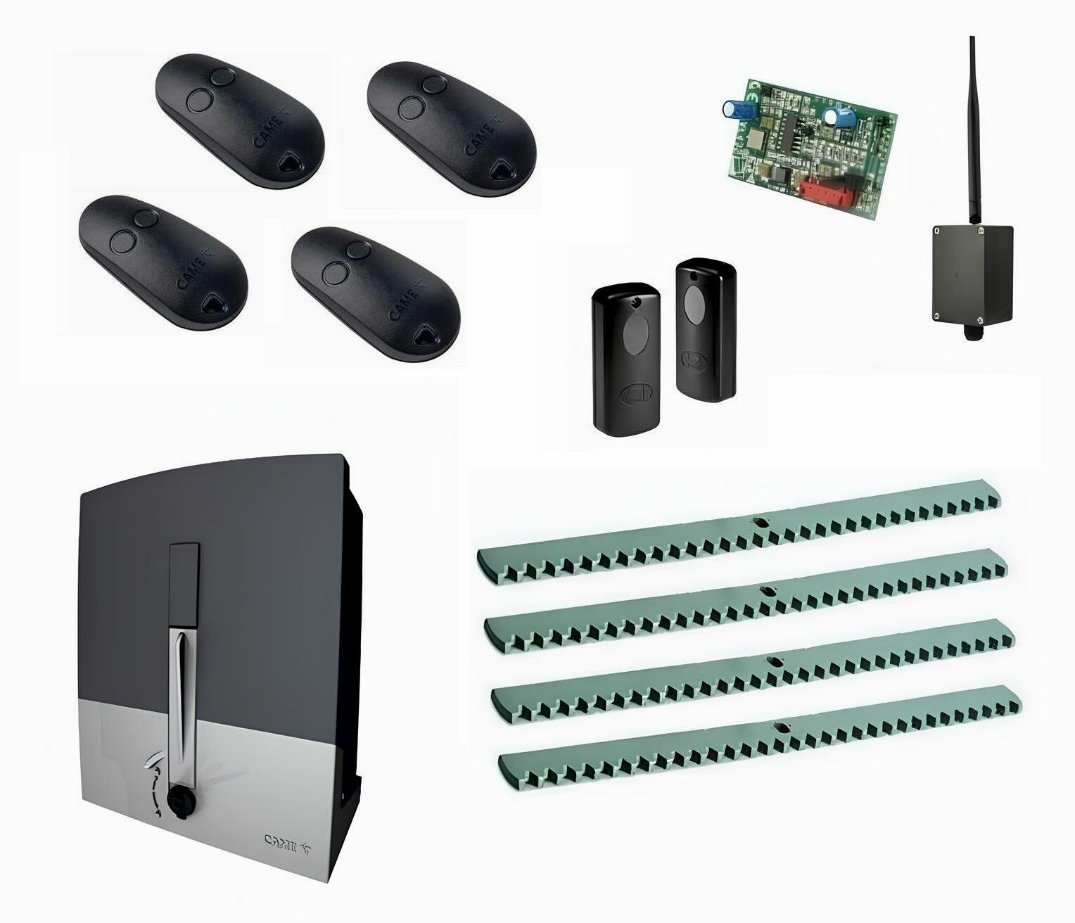 Автоматика для откатных ворот BXL04AGS KIT4-F-BT-T4, комплект: привод, радиоприемник, 4 пульта, фотоэлементы, 4 рейки, Bluetooth-модуль