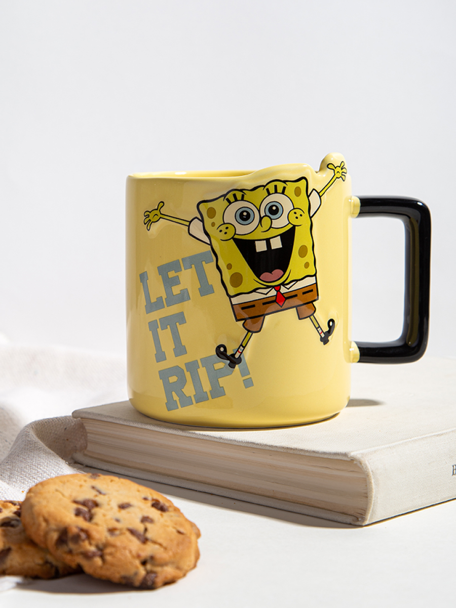 Кружка "Губка Боб" от DB HOMME, керамическая, жёлтая/чёрная, для СВЧ, посудомойки