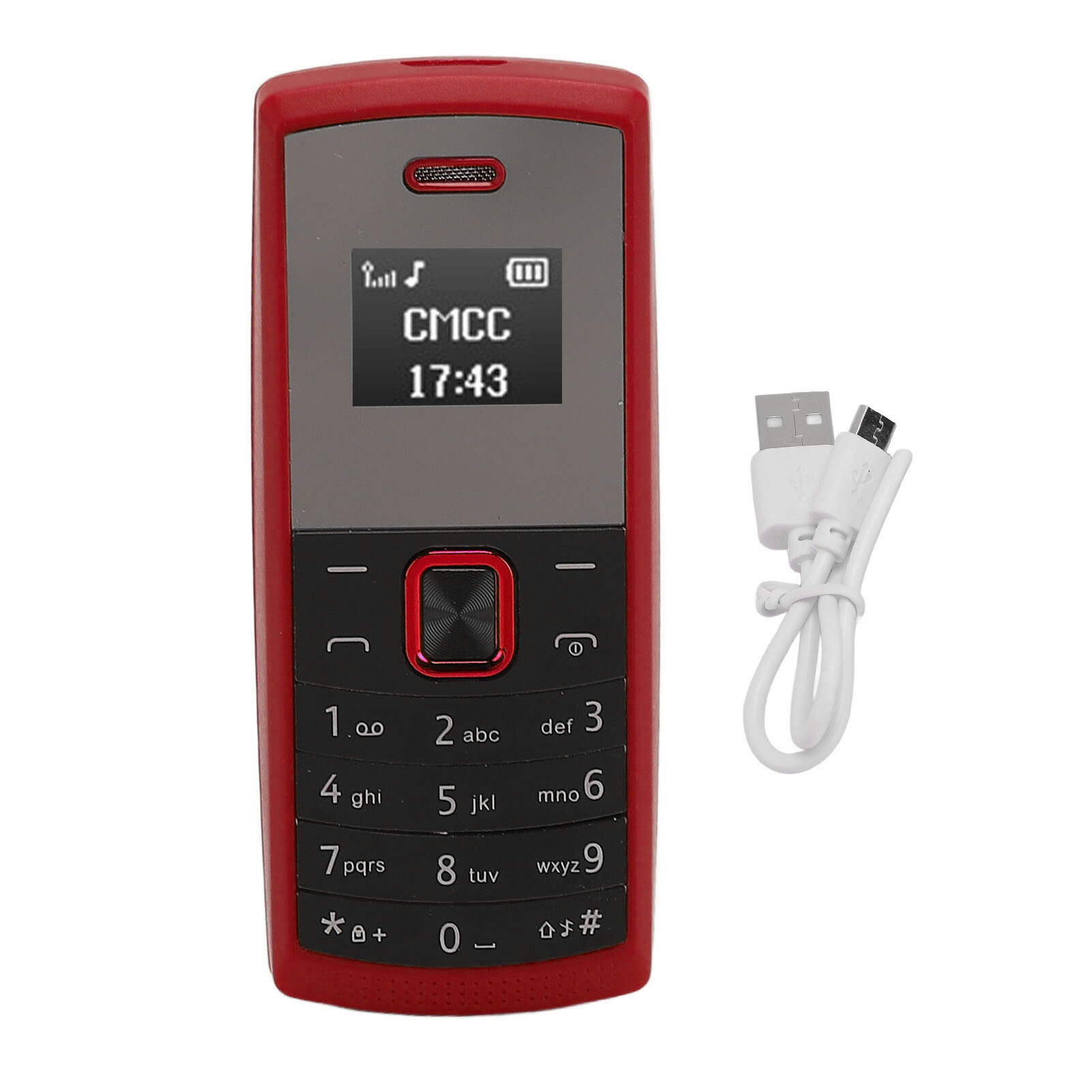 BM01 — самый маленький мобильный телефон 2 в 1, миниатюрный сотовый телефон с громкой связью, поддержкой Bluetooth, двумя SIM-картами, GSM, красный.