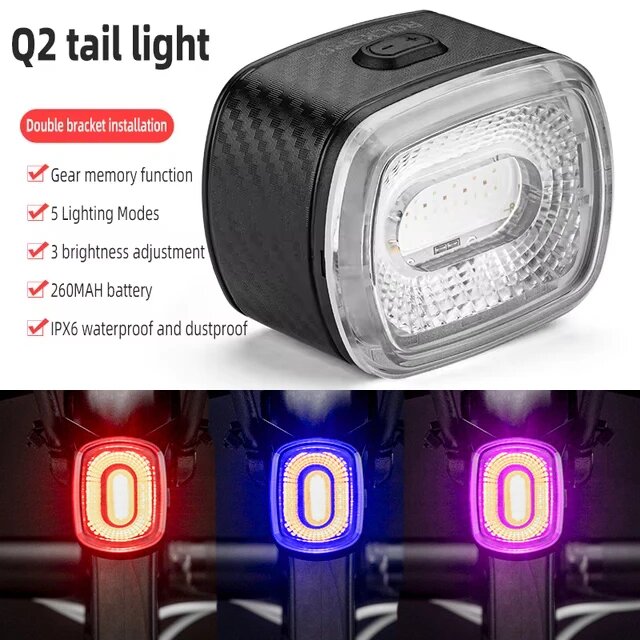 ROCKBROS Smart Bicycle Tail Light IPX6 Черный, 3 lights NOT Smart