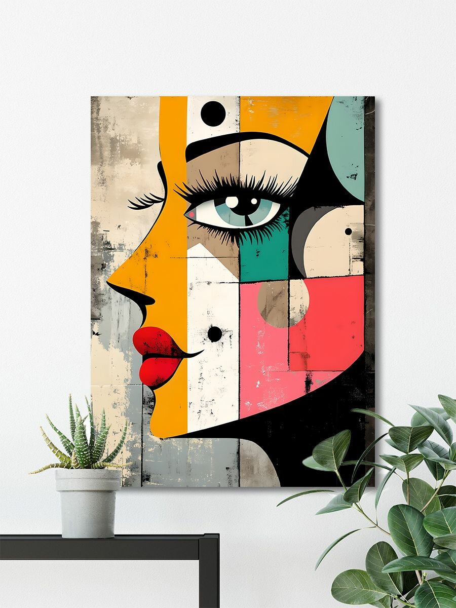 Портрет девушки / Абстракция, Картина на холсте / на стену, 20х30 см.