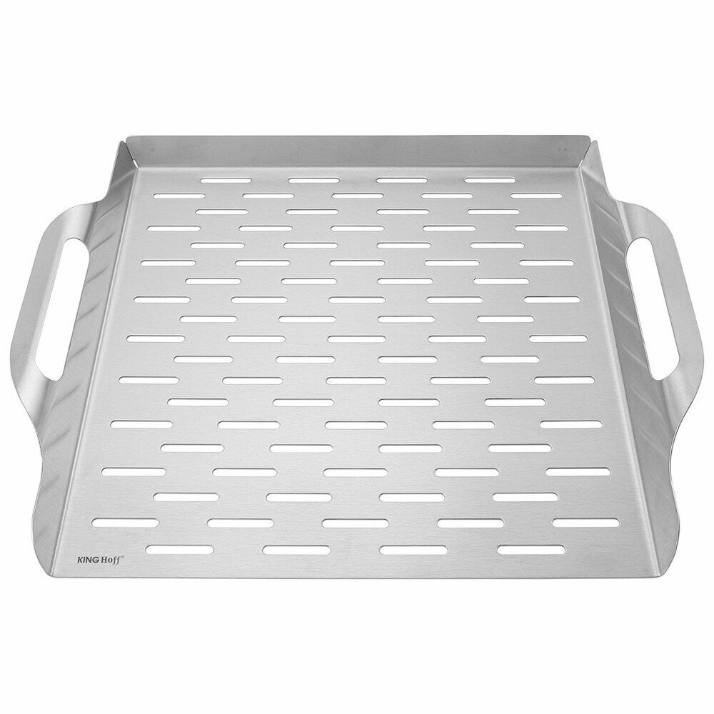 Противень для гриля kinghoff глубокий, 37x31x4,6 см, нержавеющая сталь, KH-1917