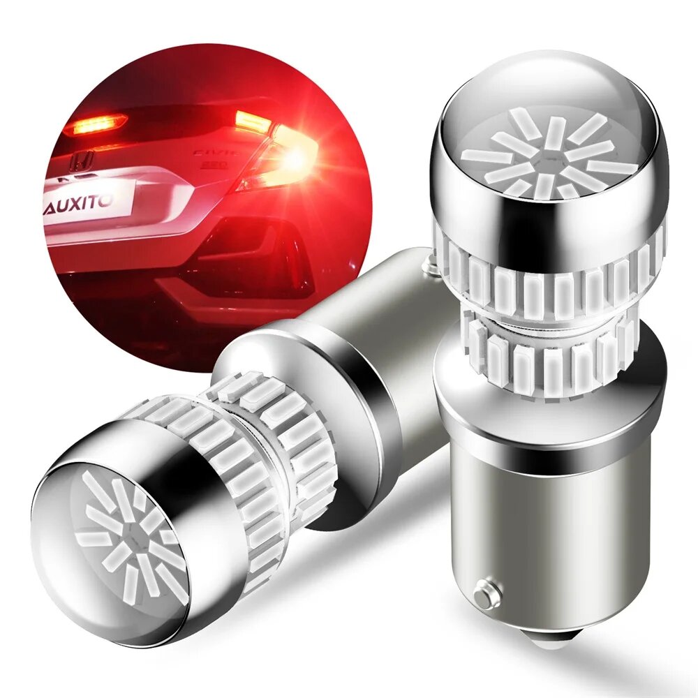 2 шт. AUXITO Red 1157 P21/5W P21-5W BAY15D Светодиодный стоп-сигнал Прожектор для четверти и стоп-сигнал P21W 7443 Лампы 12 В SMD Canbus
