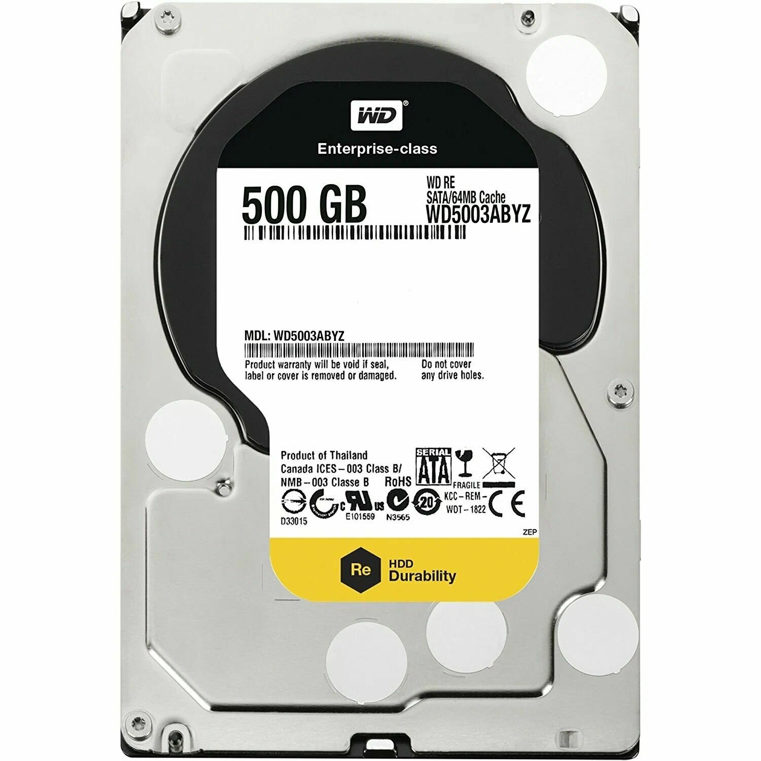 Жесткий диск WD Re WD5003ABYZ, 500ГБ, 64МБ, 7200об/мин, 3.5", серый металлик