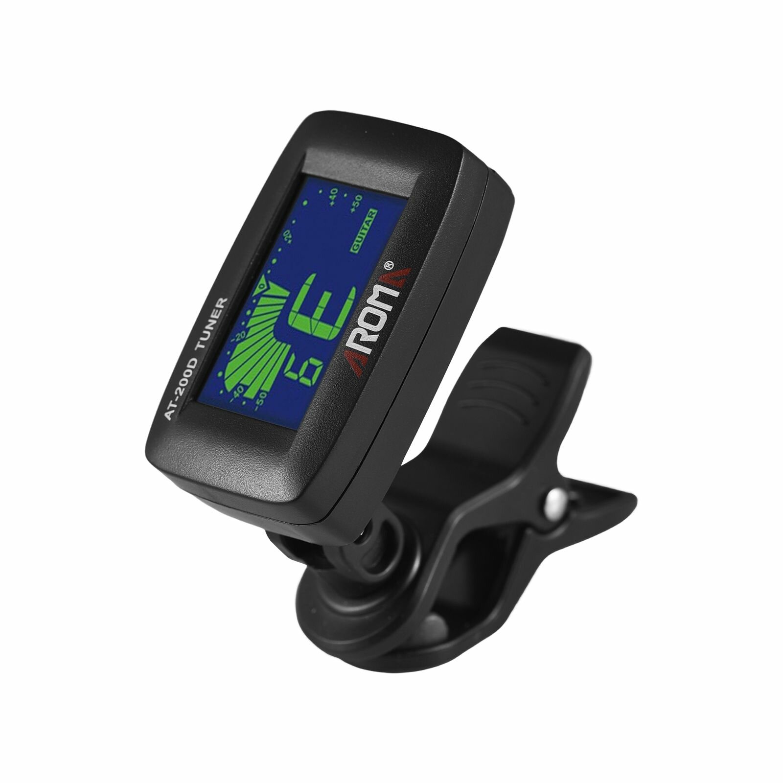 Хроматический гитарный тюнер с зажимом и ЖК-дисплеем с 3-цветной подсветкой. Портативный складной вращающийся зажим для гитары, баса, скрипки, укулеле.
