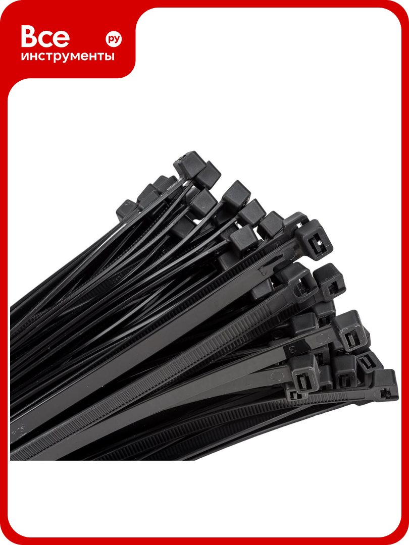 Нейлоновые стяжки FORTISFLEX НСС EasyFix черного цвета, прочный полимерный материал, применение для крепления кабелей