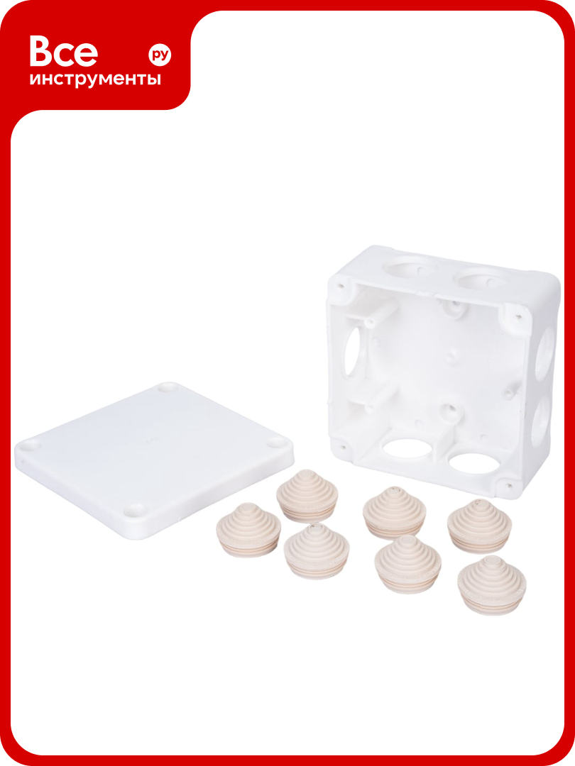 Разветвительная коробка SVET КЭМ 7‑16‑7 EV0300‑0015, квадратная с крышкой, IP44 защита, коробка с клеммником