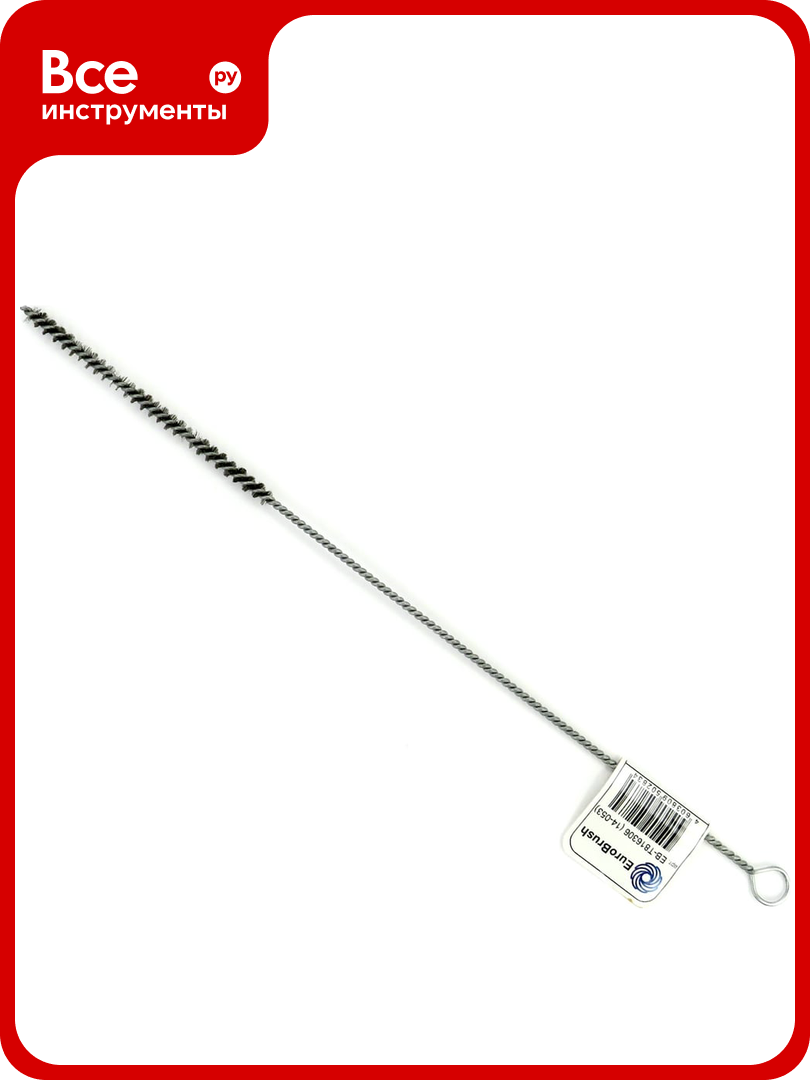 Щетка ерш 6x100x300 мм, с хвостовиком + кольцо, ворс гофрированная нержавеющая сталь 0.08 мм EuroBrush EB-T816306, 25 мм