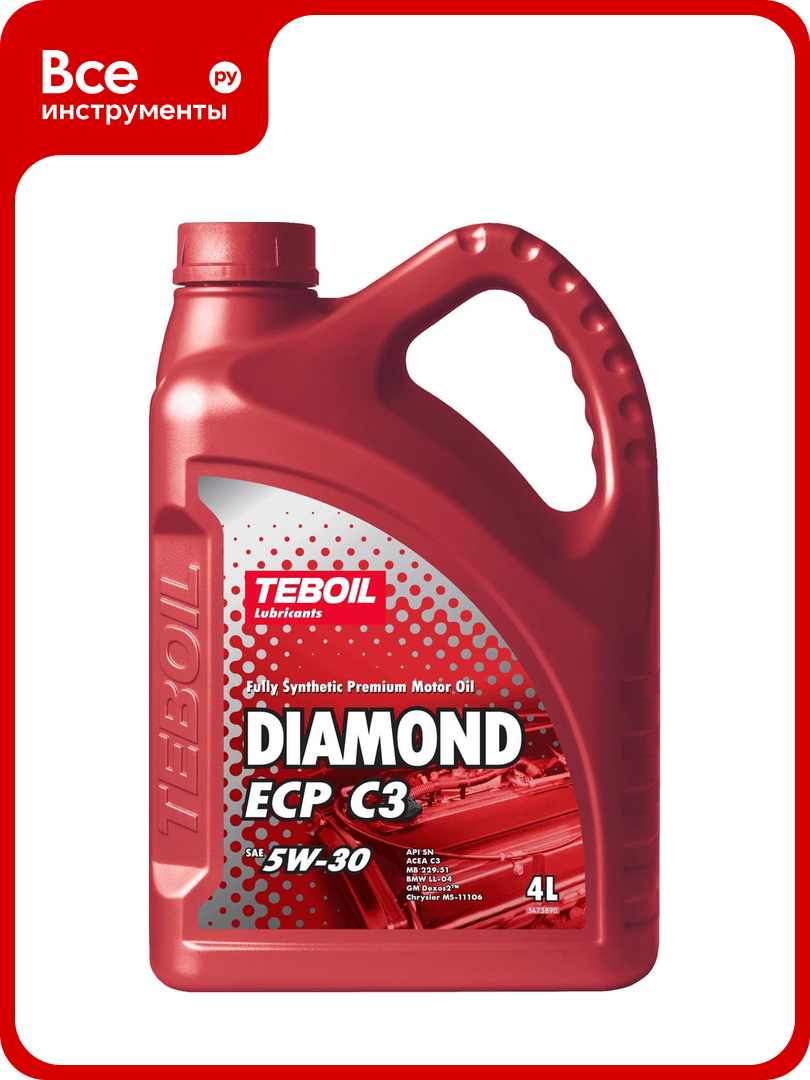 Моторное масло TEBOIL Diamond ECP c3, 5w-30, 4 л 3453876, с системами снижения токсичности выхлопных