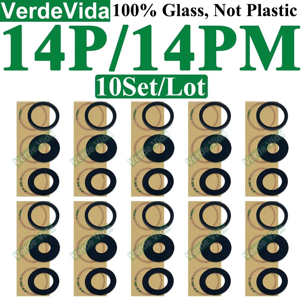 10 комплектов стеклянных линз для задней камеры A+ для iPhone 13 16 Pro Max 13Mini 14Plus 15Plus 15Pro 16Pro 11Pro 13Pro 12Pro 11Pro XS 12ProMax 10Set 14Pro 14PM