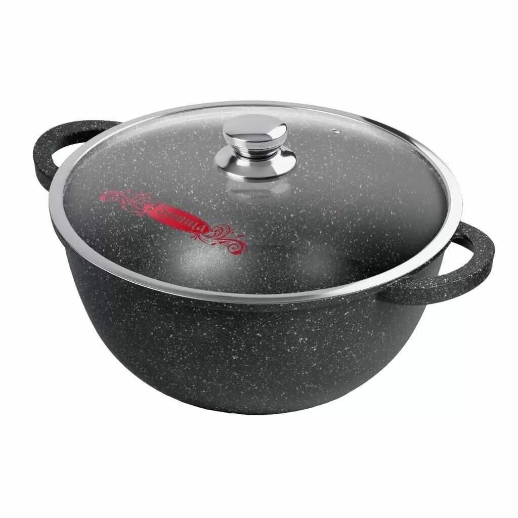 Казан горница алюминиевый, с антипригарным покрытием, 6 л, "Гранит", с крышкой