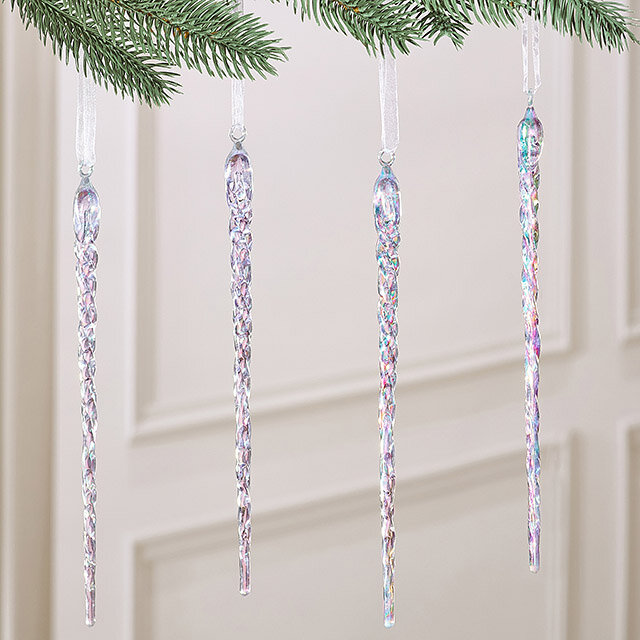 Набор елочных игрушек Сосульки Montafiya 22 см, 4 шт, Winter Deco, 1000329