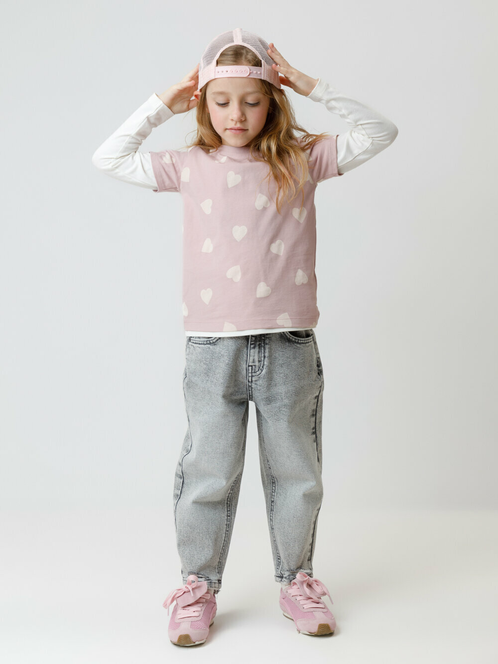 Футболка КР 302326/розовый лед,сердечки к599