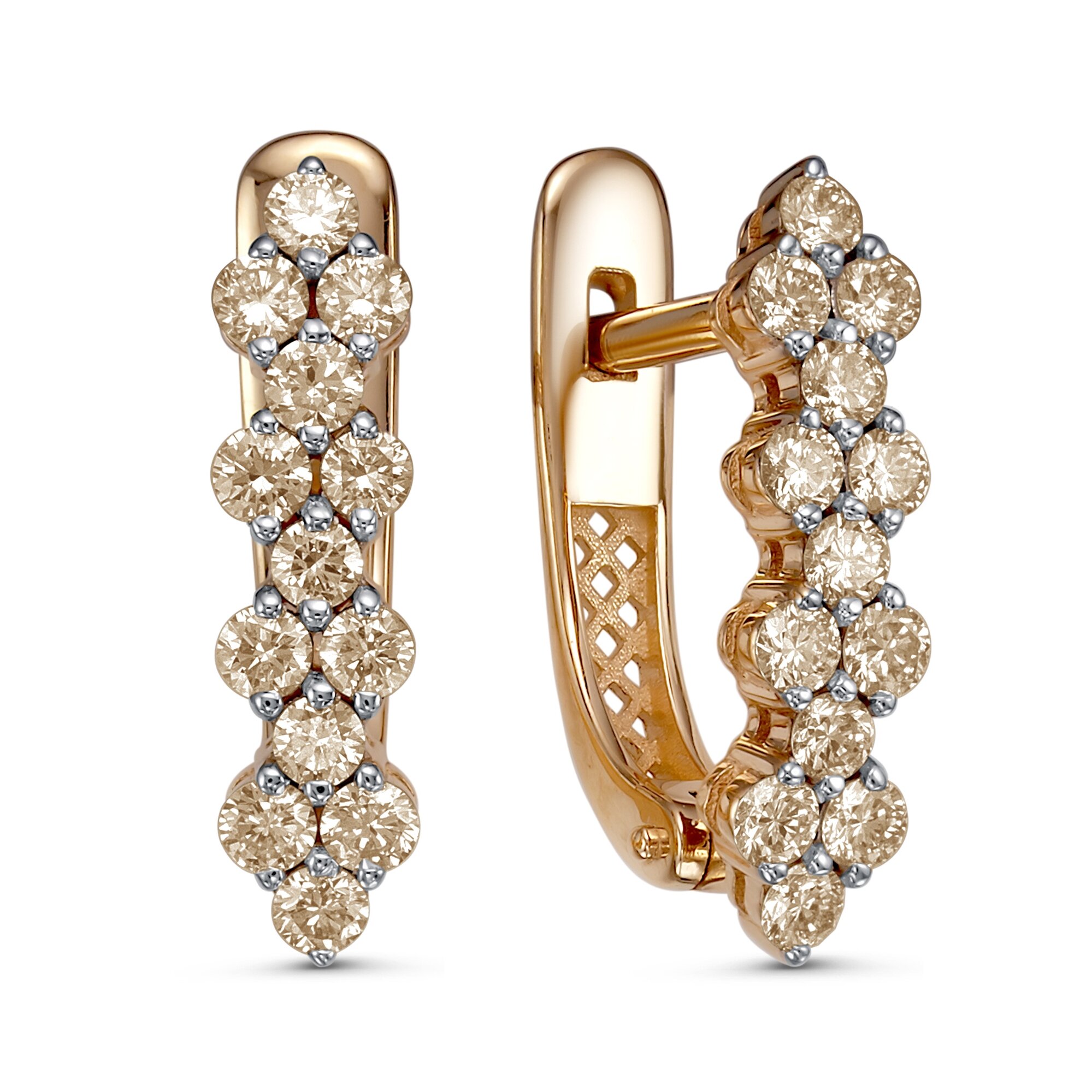 Серьги, красное золото, 585 проба, бриллиант