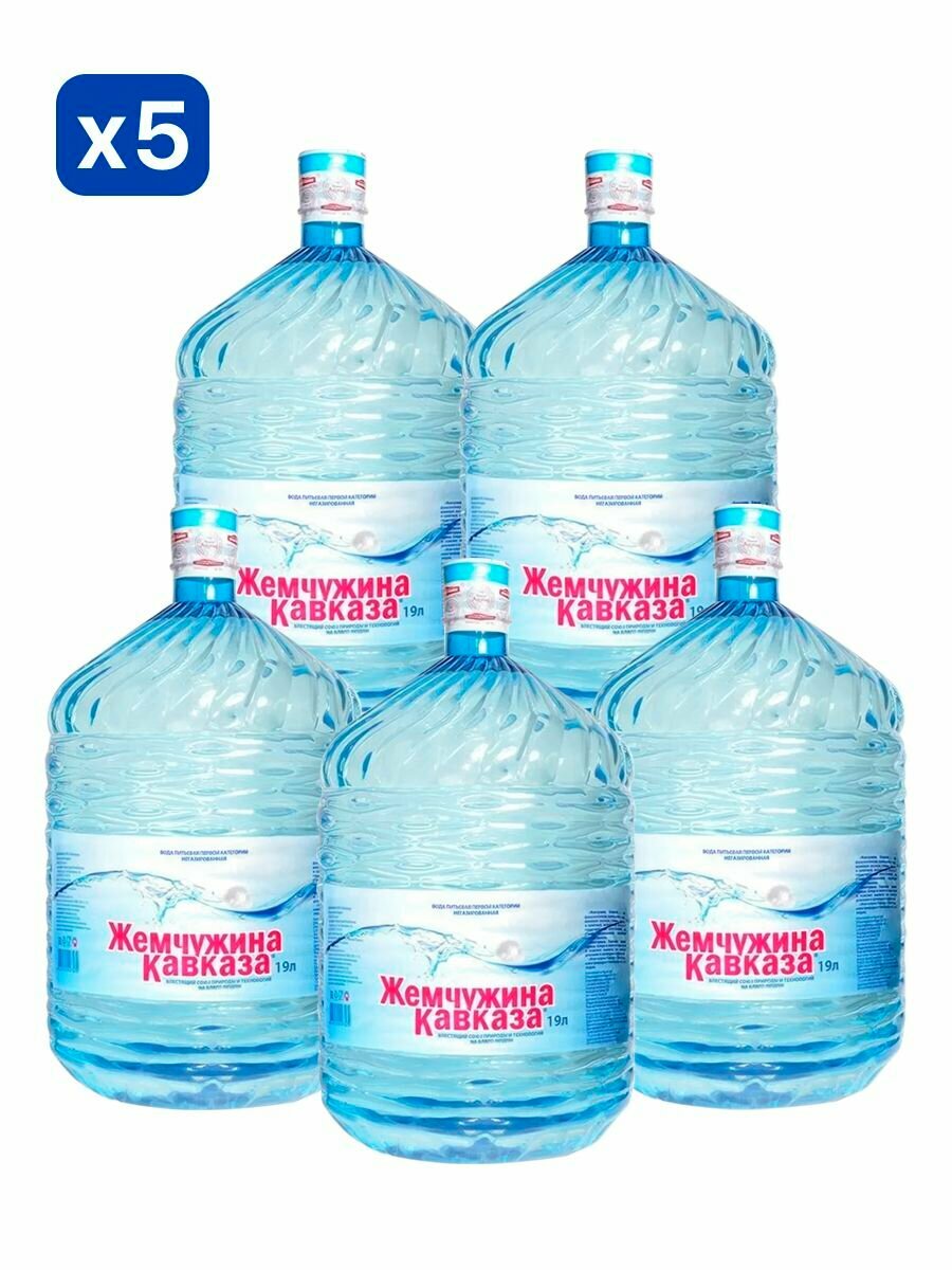 Вода питьевая Жемчужина Кавказа 19л негазированная (бутыль одноразовая 5 шт.)