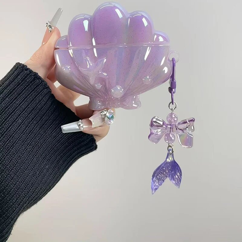 Чехол Seashell для HUAWEI FreeBuds 5i 6i 5 4 FreeBuds 5, Purple and Tail