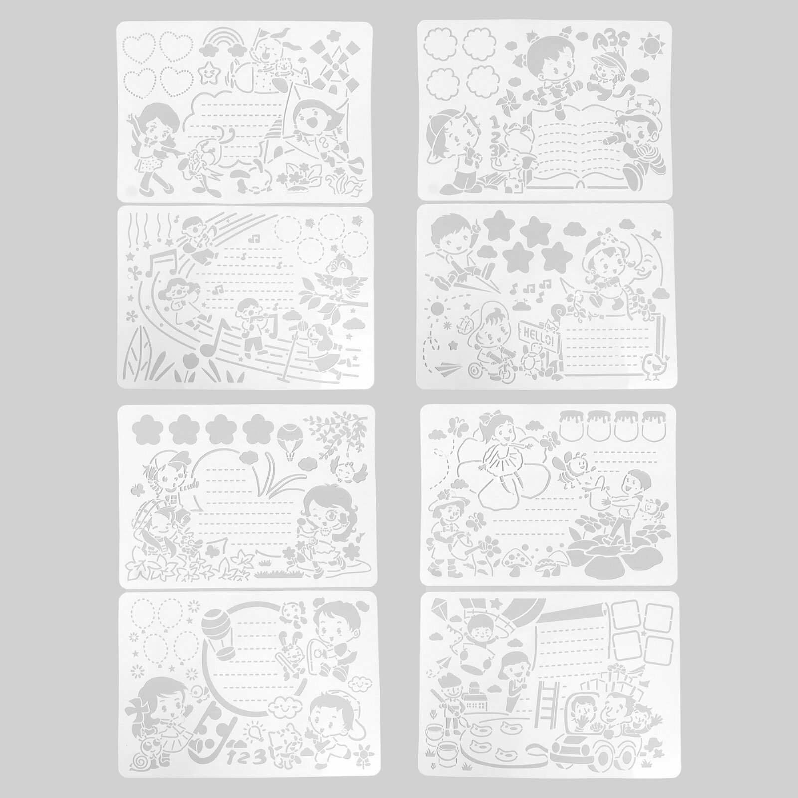 Трафарет "Талантливые детки", со строчками, набор 8 шт, 27x38.3 см