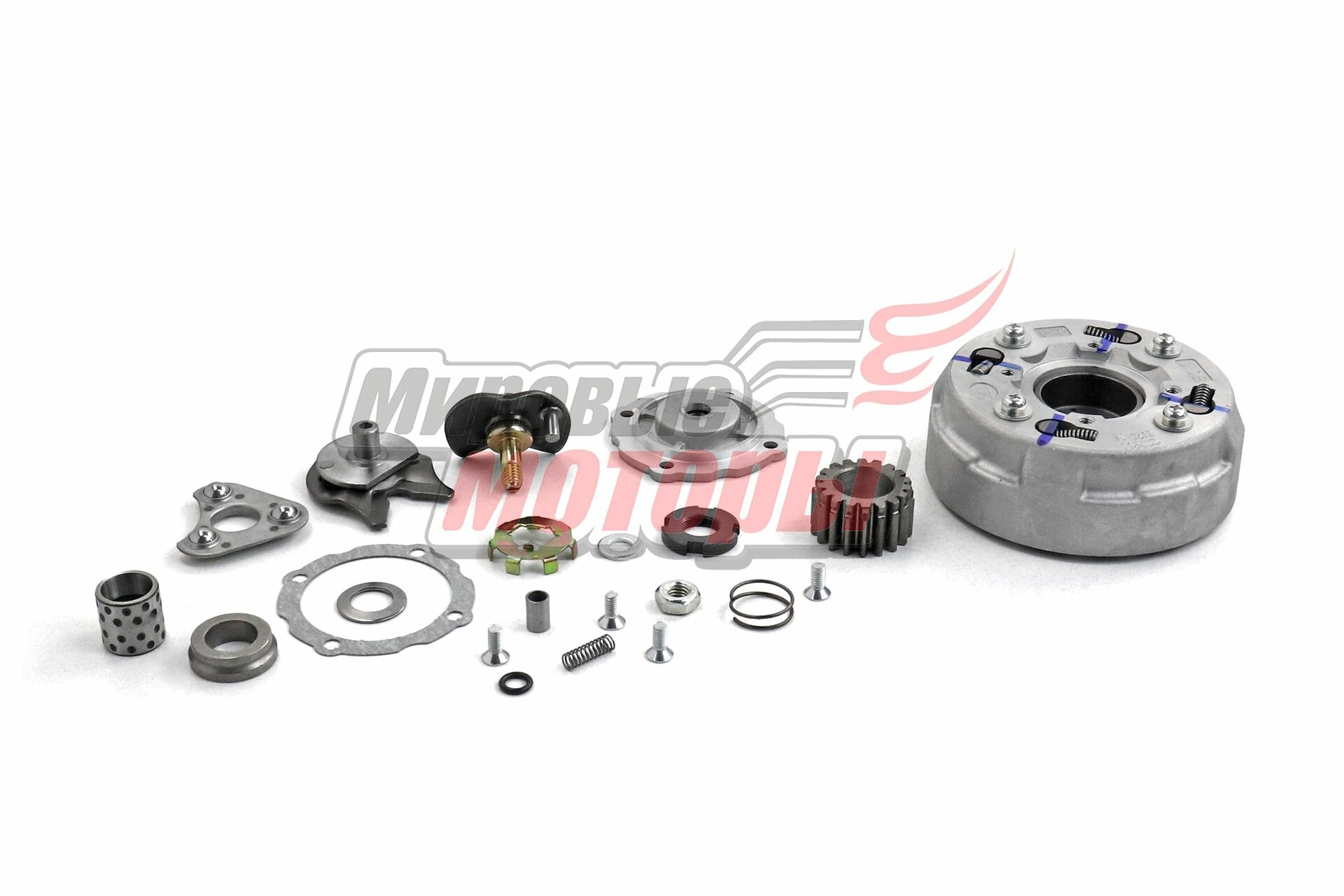 Сцепление в сборе Alpha, Storm Indigo WM,50-110 сc(полуавтомат)(корзина сцеп+толкатель+рычаг сцеп.) с шестернёй 18 зубов