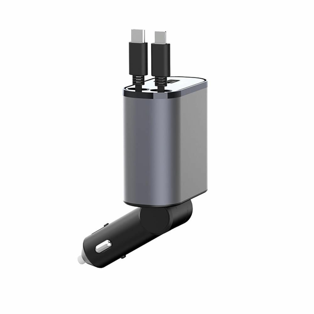 4 в 1 выдвижное автомобильное зарядное устройство USB Type C кабель для iPhone шнур быстрой зарядки адаптер прикуривателя подарок