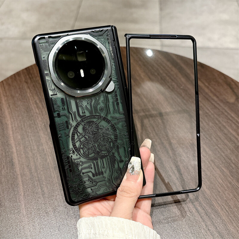 Чехол для Honor Magic V3 / Хонор Мэджик V3, полупрозрачный,360° Полная защита, чехол-кардиомонитор, поликарбонат (PC), защита камеры, ударопрочный, усиленные углы, soft touch, держатель поп-сокет, Honor,