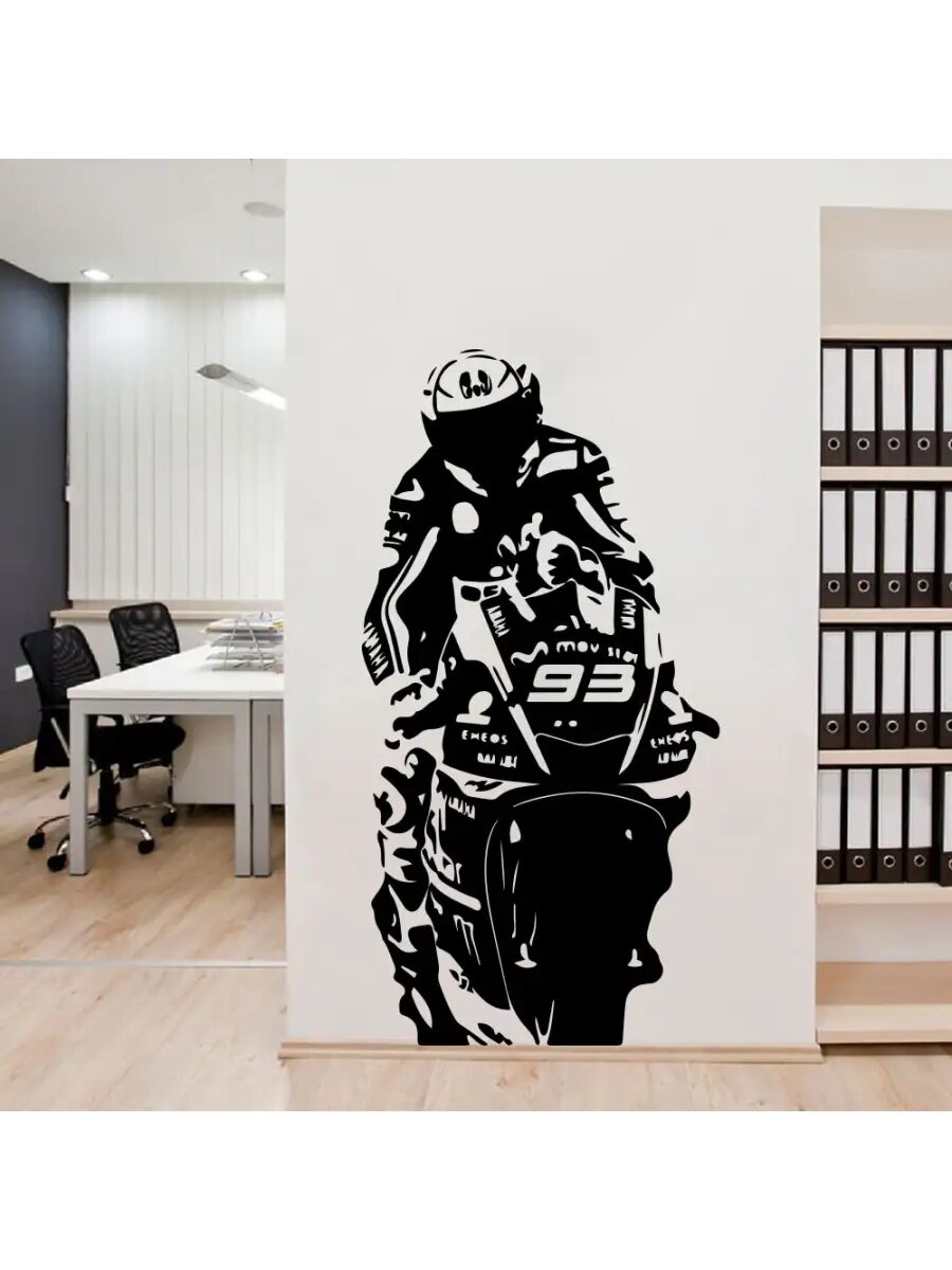 Наклейка на стену для декора интерьерная Мотоциклист