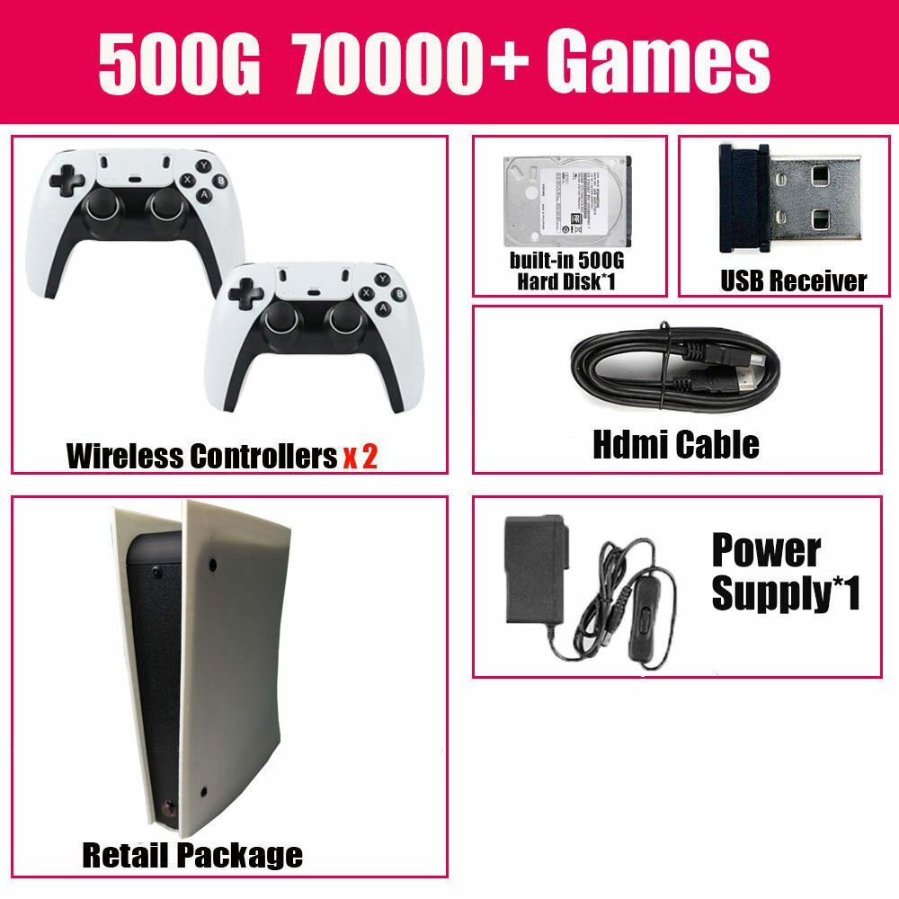 X5 60+Эмуляторы 500G Игровая Консоль Batocera 70000+Игр Для Wii PS2 PSP XBOX N64 Беспроводная Ручка