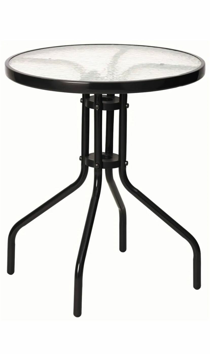 Круглый стол ARO Берлин, сталь, стекло, черный, диаметр 60 см